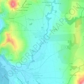 Brenat topographic map, elevation, terrain