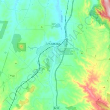 Broadford topographic map, elevation, terrain