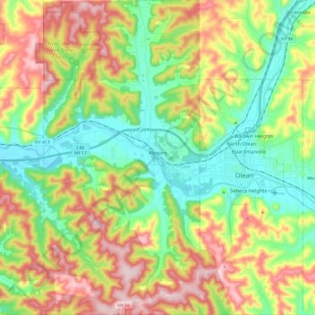 Town of Allegany topographic map, elevation, terrain