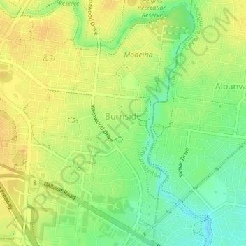 Burnside topographic map, elevation, terrain