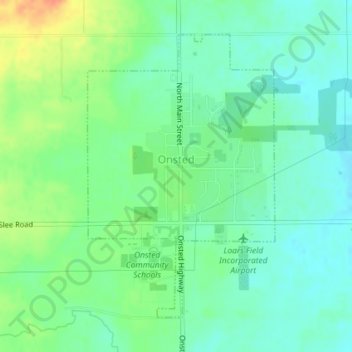 Onsted topographic map, elevation, terrain
