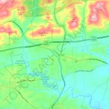 Elizabeth Township topographic map, elevation, terrain