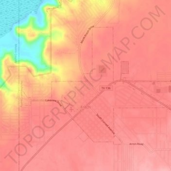 Fritch topographic map, elevation, terrain