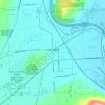 City of Cortland topographic map, elevation, terrain