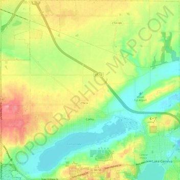 Town of Geneva topographic map, elevation, terrain