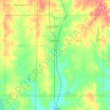 Comanche topographic map, elevation, terrain