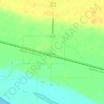 Correll topographic map, elevation, terrain