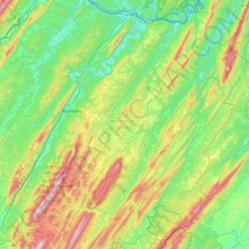 Hampshire County topographic map, elevation, terrain