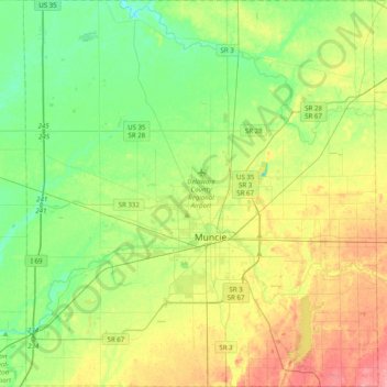 Delaware County topographic map, elevation, terrain