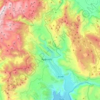 Municipal Unit of Amfissa topographic map, elevation, terrain