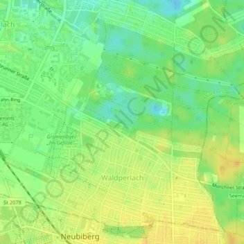 Waldperlach topographic map, elevation, terrain