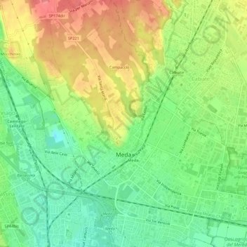 Meda topographic map, elevation, terrain