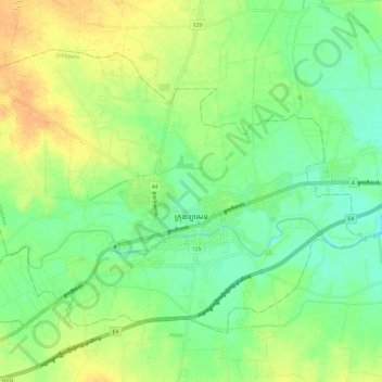 Chbar Mon City topographic map, elevation, terrain