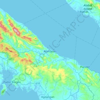 Atimonan topographic map, elevation, terrain