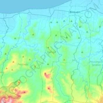 Jeumpa topographic map, elevation, terrain