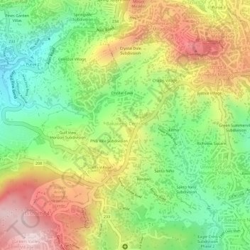 Bakakeng Central topographic map, elevation, terrain