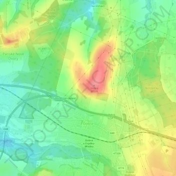 Dobrá topographic map, elevation, terrain