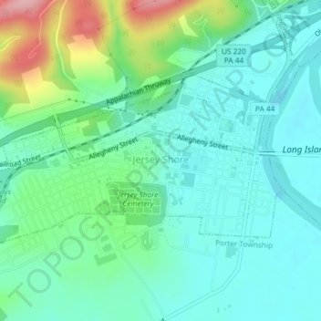 Jersey Shore topographic map, elevation, terrain
