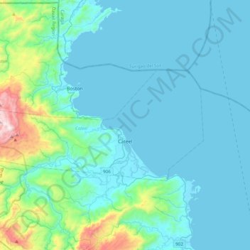 Cateel topographic map, elevation, terrain