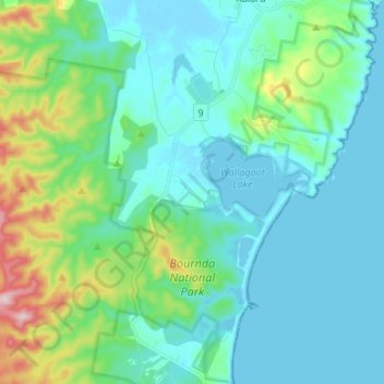 Bournda National Park topographic map, elevation, terrain