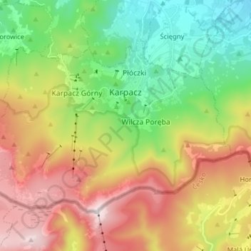 Karpacz topographic map, elevation, terrain