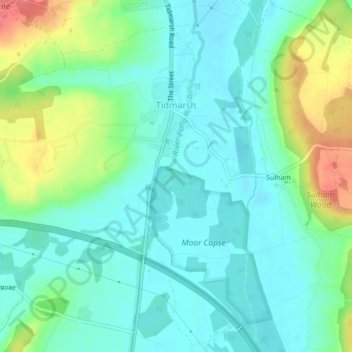 Tidmarsh topographic map, elevation, terrain