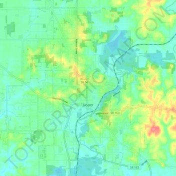 Jasper topographic map, elevation, terrain