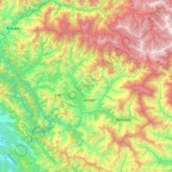 Dailekh topographic map, elevation, terrain