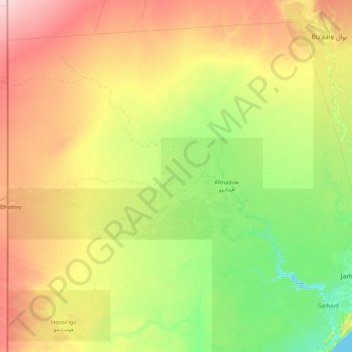 Afmadow District topographic map, elevation, terrain