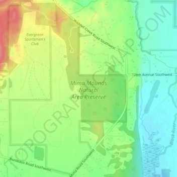 Mima Mounds Natural Area Preserve topographic map, elevation, terrain