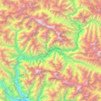 Hunza River topographic map, elevation, terrain