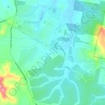 Yarrabilba topographic map, elevation, terrain