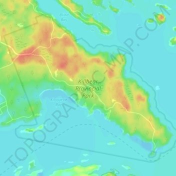 Killbear Provincial Park topographic map, elevation, terrain