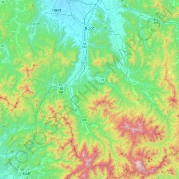 Yuzawa topographic map, elevation, terrain