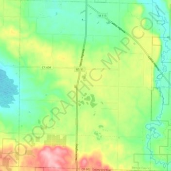 Joyfield Township topographic map, elevation, terrain