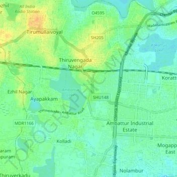 Zone 7 Ambattur topographic map, elevation, terrain