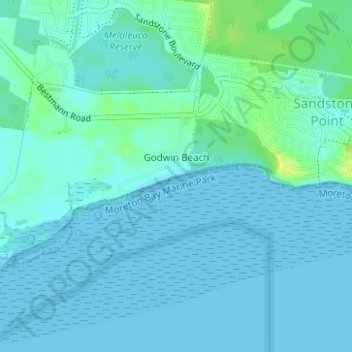 Godwin Beach topographic map, elevation, terrain