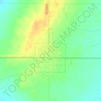Jet topographic map, elevation, terrain
