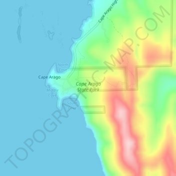 Cape Arago State Park topographic map, elevation, terrain