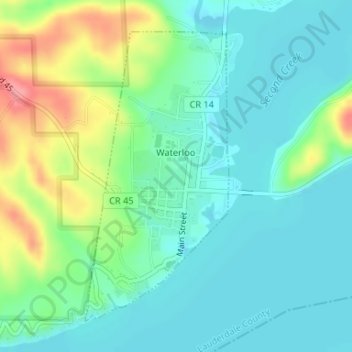 Waterloo topographic map, elevation, terrain