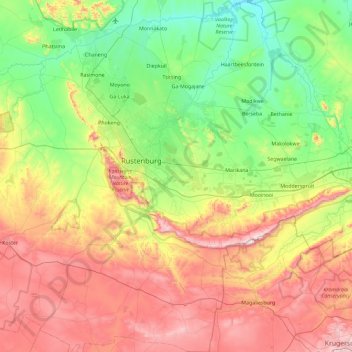 Rustenburg Local Municipality topographic map, elevation, terrain