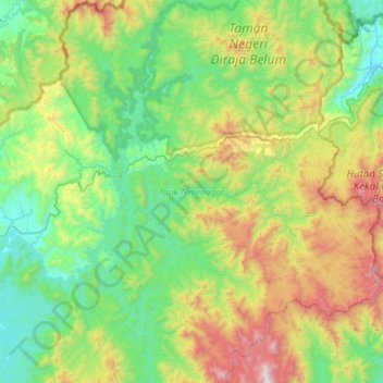 Temenggor Lake topographic map, elevation, terrain