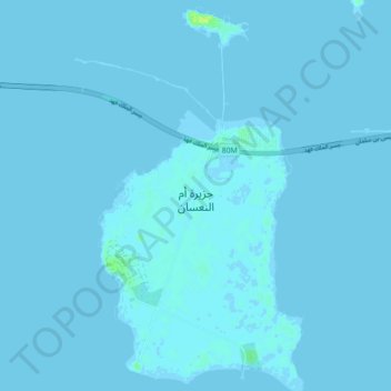 Um Al Nasan Island topographic map, elevation, terrain