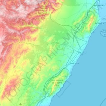 Bajo Maestrazgo topographic map, elevation, terrain