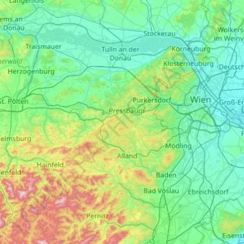 Wienerwald topographic map, elevation, terrain