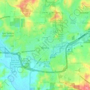 Verona topographic map, elevation, terrain