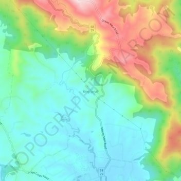King Scrub topographic map, elevation, terrain