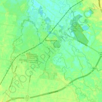 Wangaratta topographic map, elevation, terrain