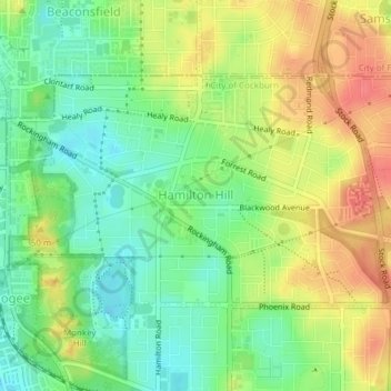 Hamilton Hill topographic map, elevation, terrain