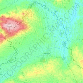 Monaghan Municipal District topographic map, elevation, terrain